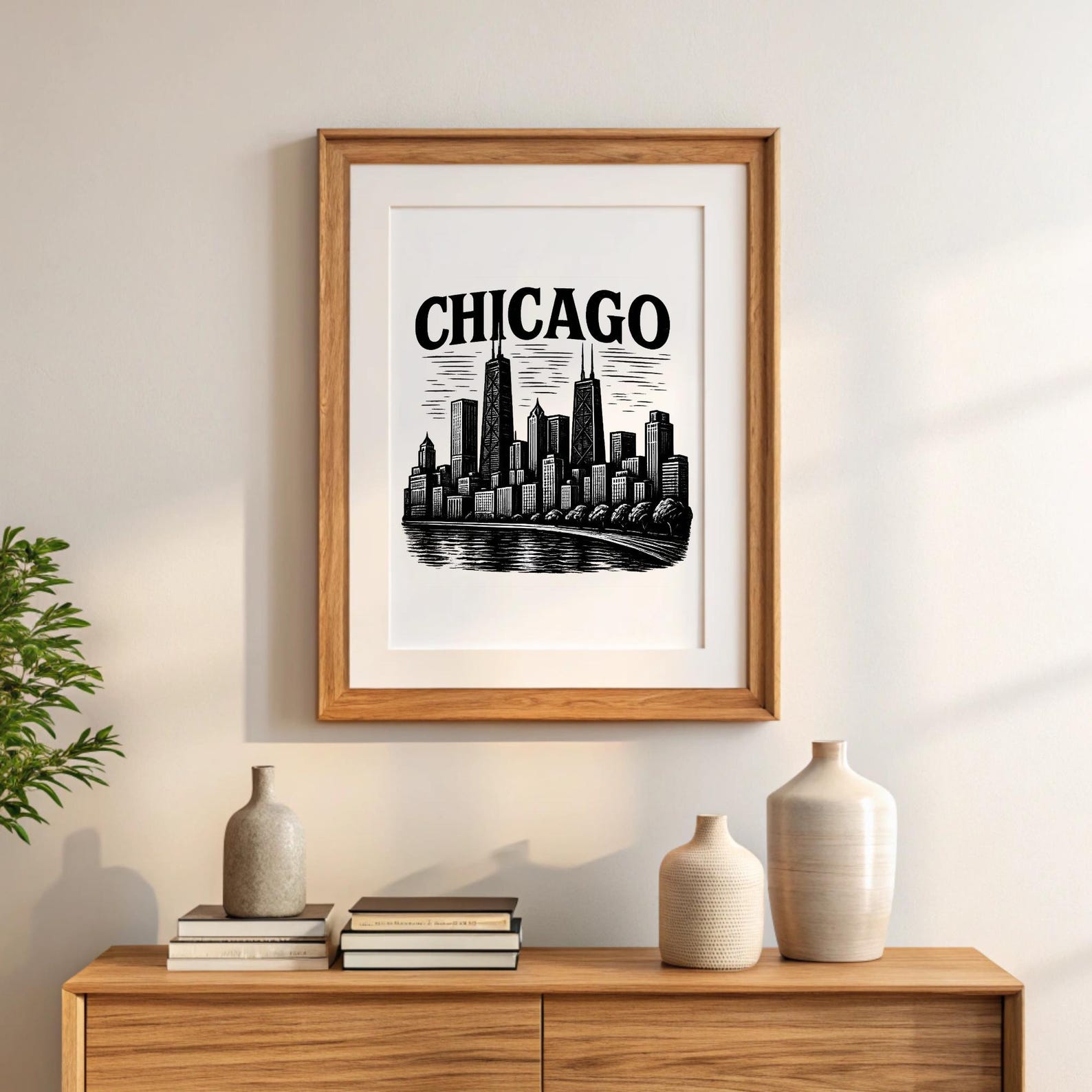Vintage Chicago Skyline PNG: Hand-drawn Cityscape Art (digital Download ...