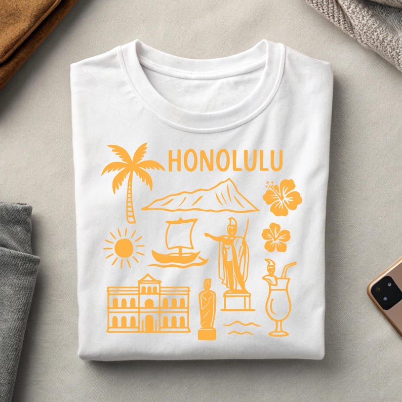 Honolulu Hawaii SVG Clipart: Retro Island Travel Design (digital ...