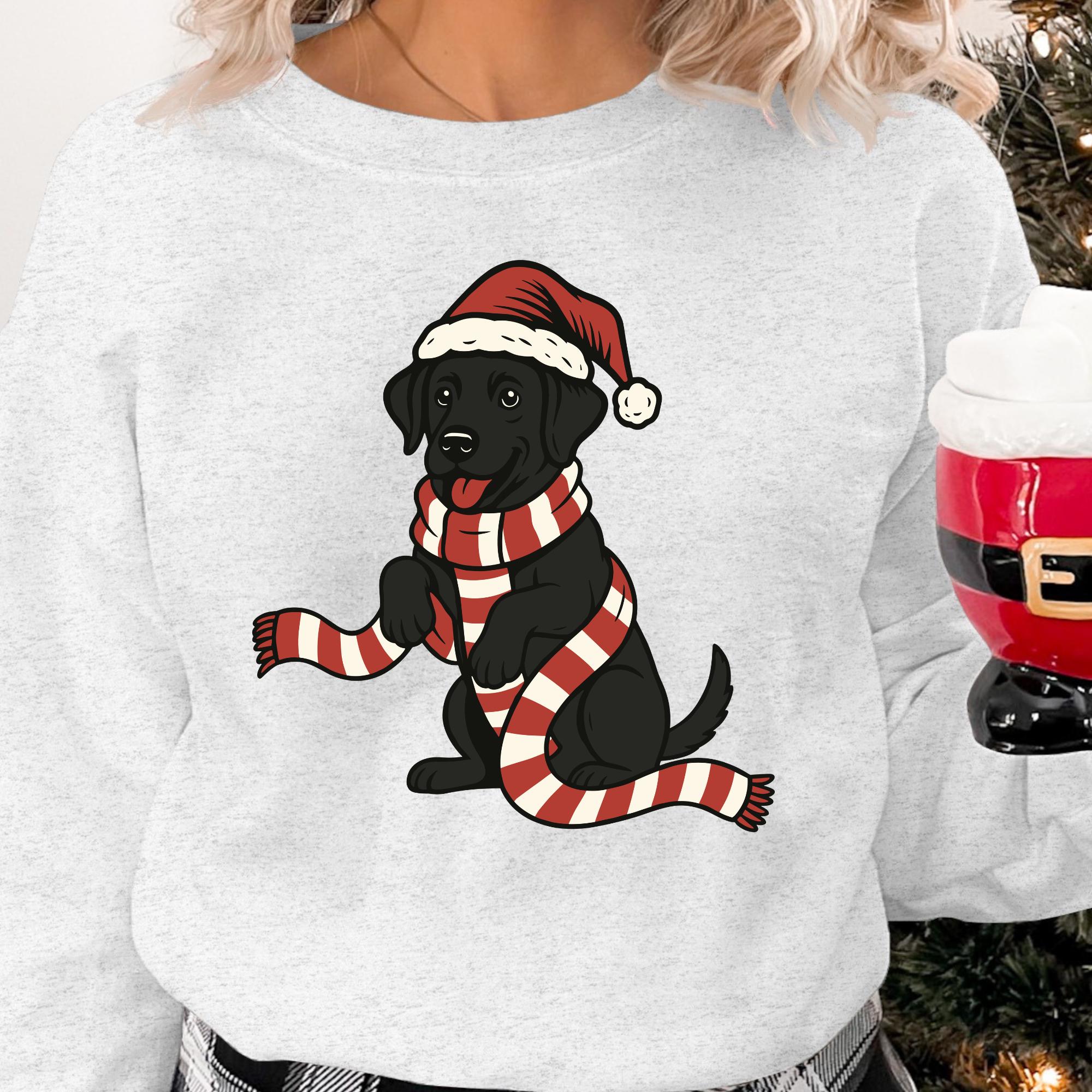 Black Lab Christmas SVG & PNG | Santa Hat Dog With Scarf Sublimation ...