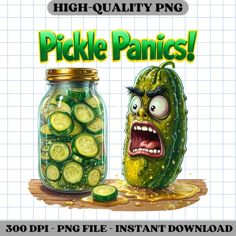 Funny Pickle PNG Screaming Pickle Clipart Pickle Panic Digital Download ...