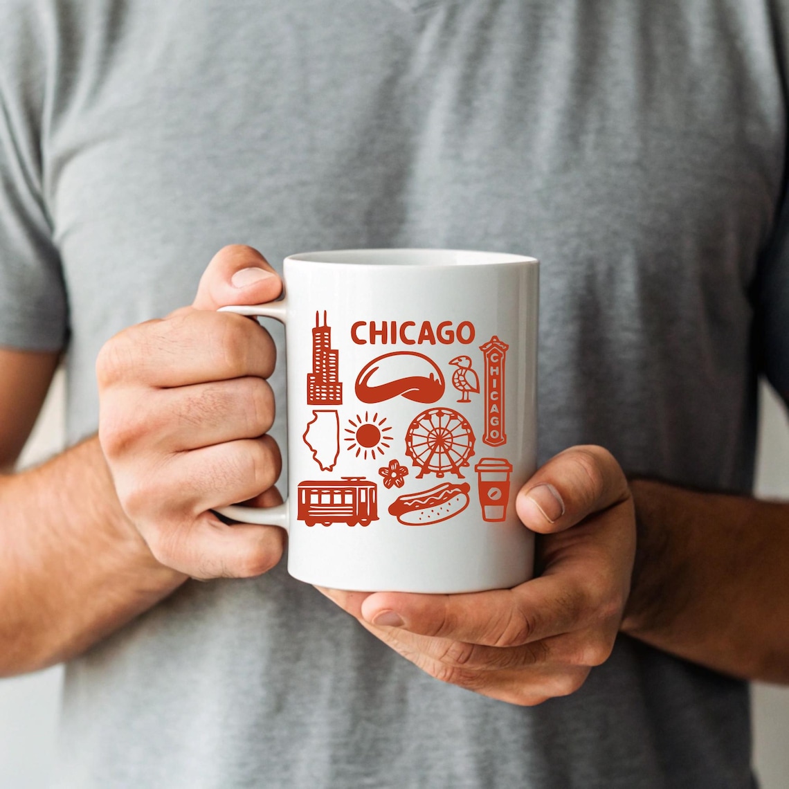 Chicago City Icons Bundle SVG PNG | Hand Drawn Doodle Landmarks ...