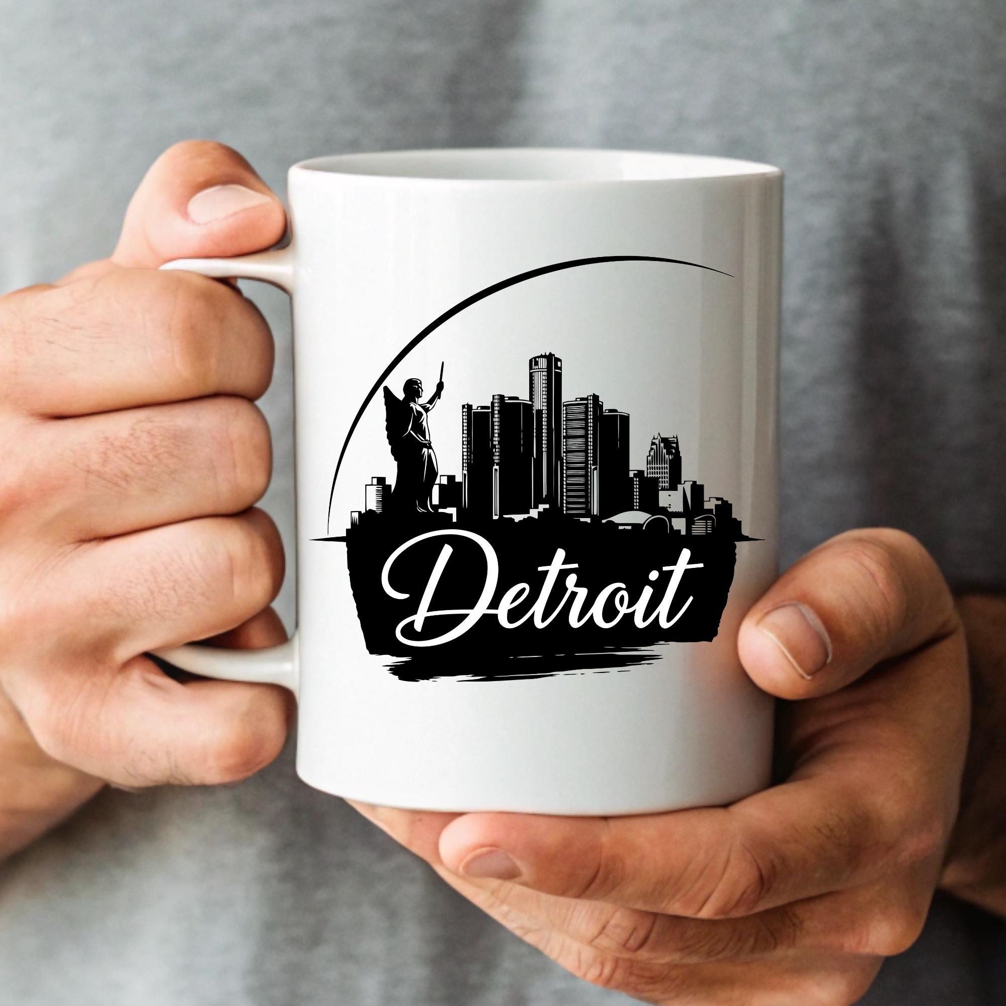 Detroit Skyline SVG With Spirit of Detroit, Michigan Cityscape Cut File ...