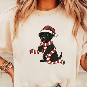 Black Lab Christmas SVG & PNG | Santa Hat Dog With Scarf Sublimation ...