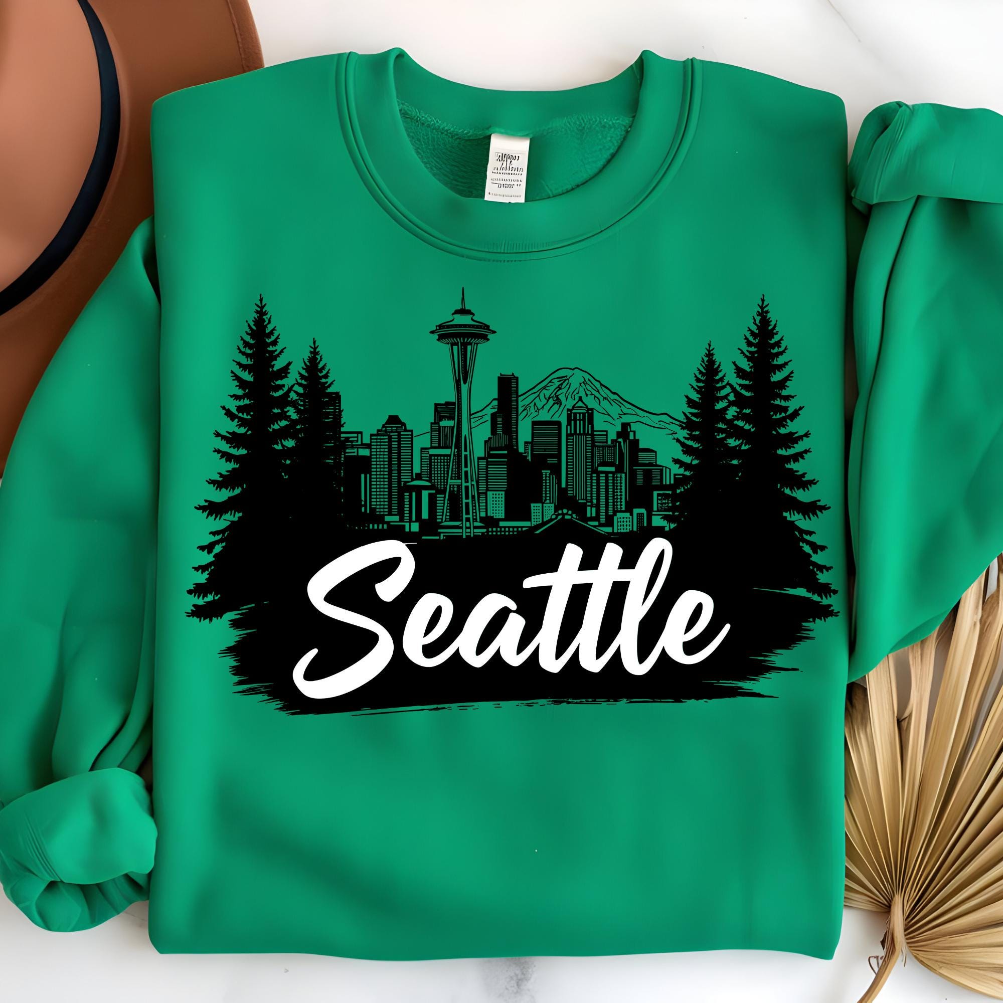 Seattle Skyline SVG, Space Needle & Mount Rainier Vector, Gift for Him ...
