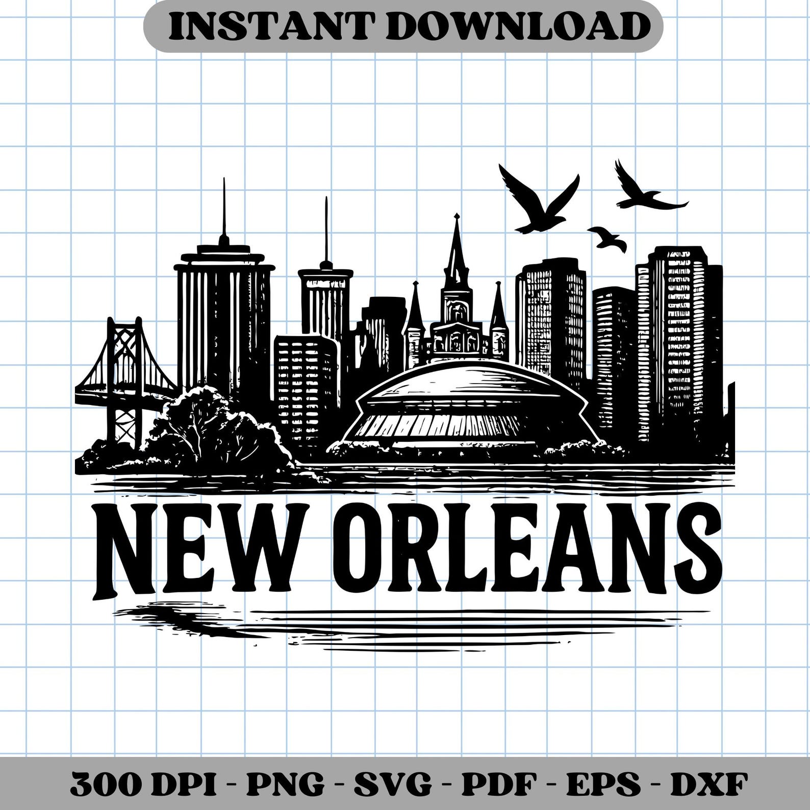 New Orleans Skyline SVG PNG, Nola City Clipart Design for Cricut and ...