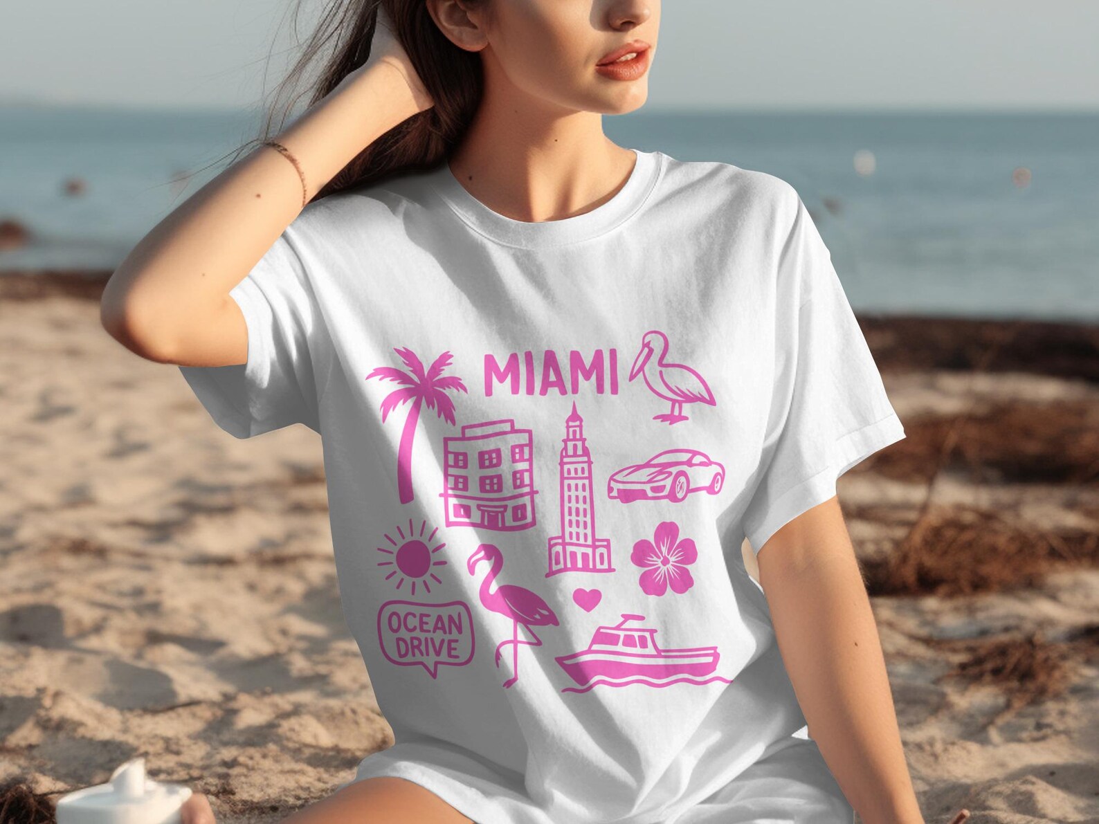 Miami City Clipart SVG: Tropical Travel Design With Flamingo - Etsy