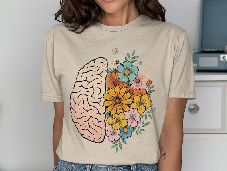 Wildflower Brain PNG: Boho Mental Health Clipart (digital Download ...