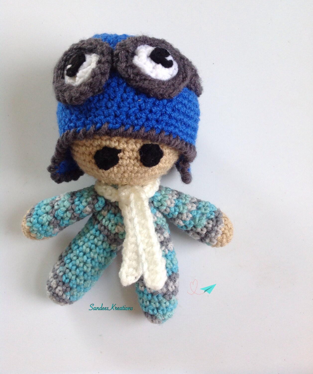 Aviator Doll Crochet Amigurumi Doll Blue Boy Doll Plushy - Etsy