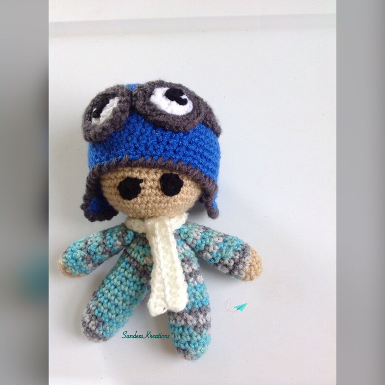 Aviator Doll Crochet Amigurumi Doll Blue Boy Doll Plushy - Etsy