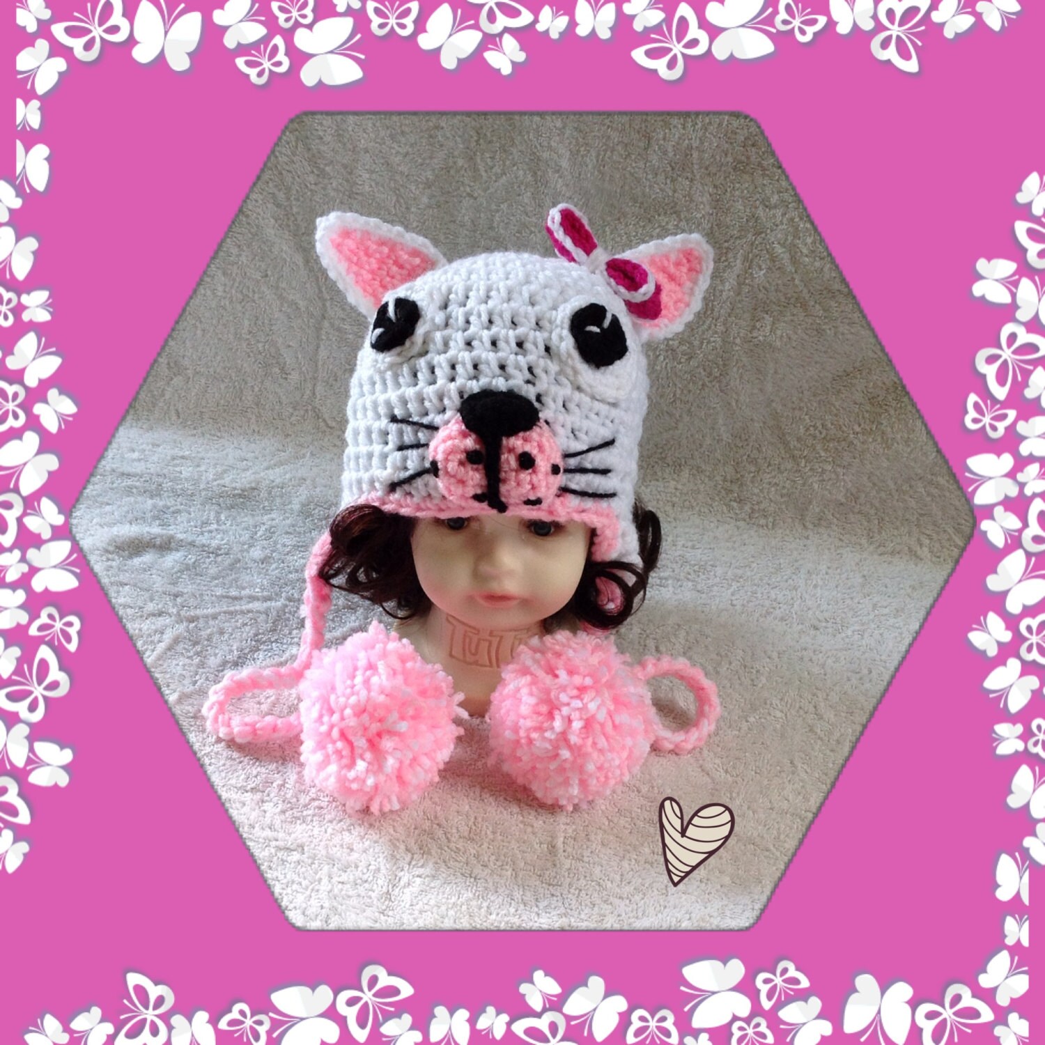 Crochet Cat Hat Baby Winter Hat 3-6 Month Old Infant Hat - Etsy