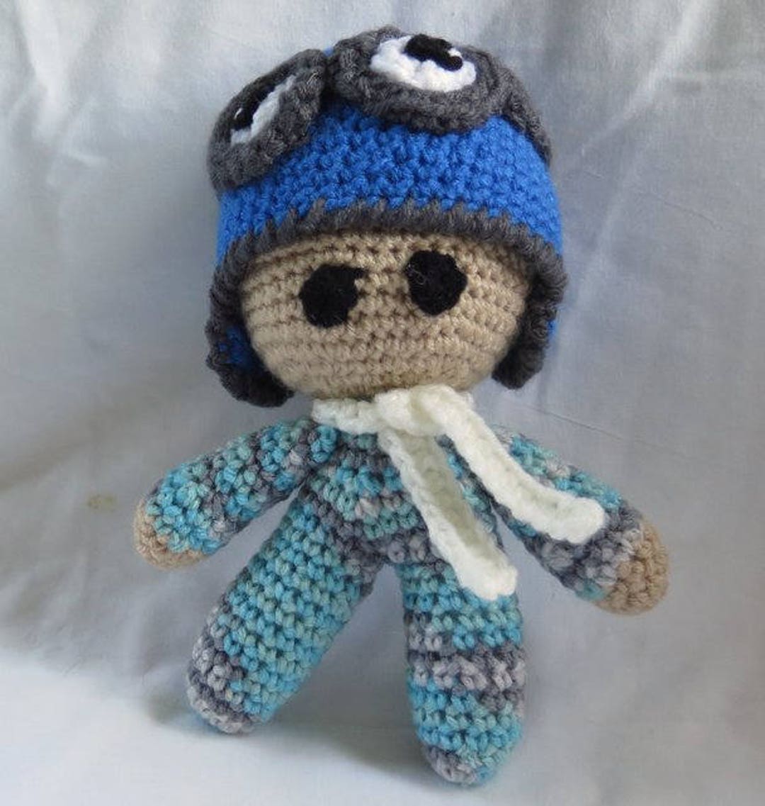 Aviator Doll Crochet Amigurumi Doll Blue Boy Doll Plushy - Etsy