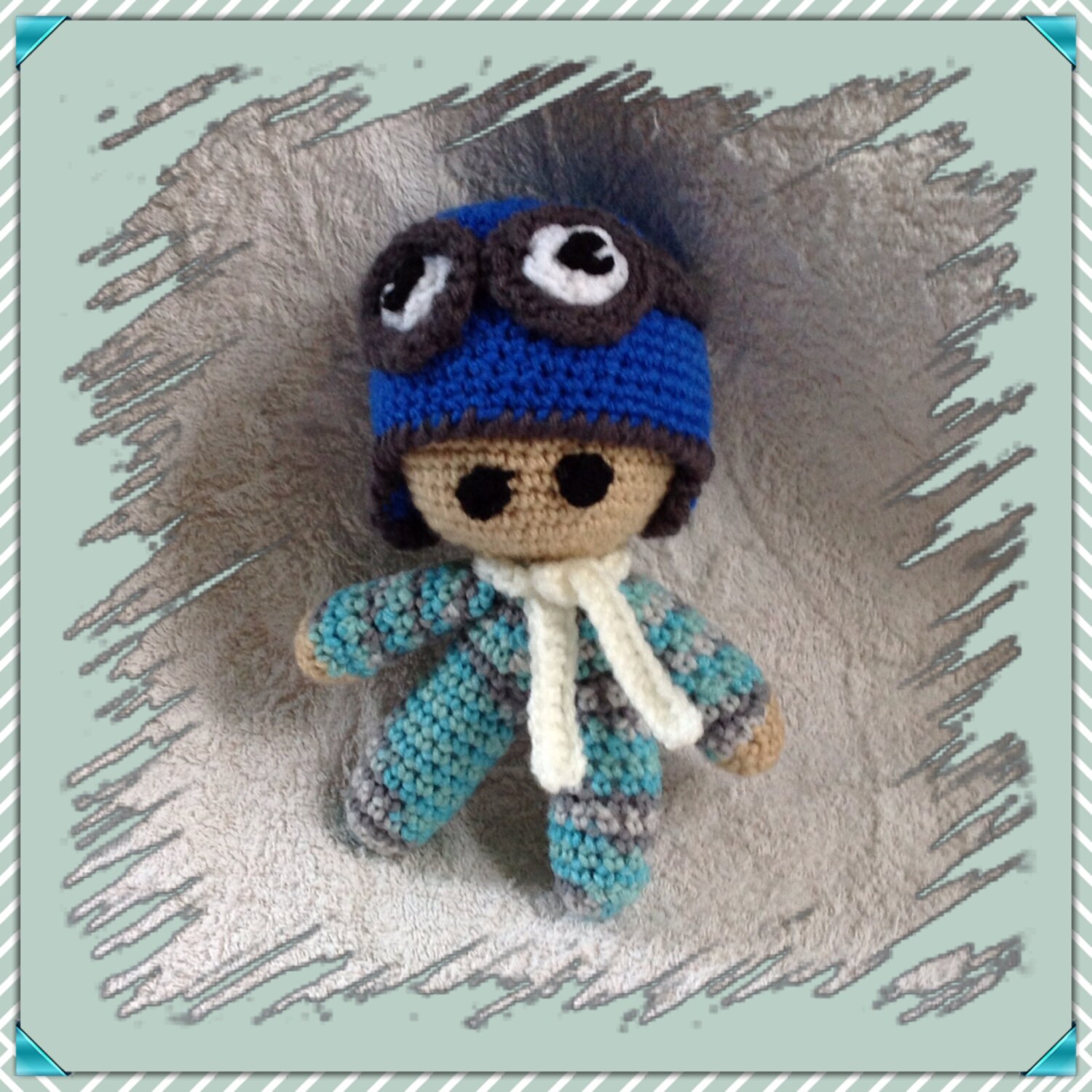 Aviator Doll Crochet Amigurumi Doll Blue Boy Doll Plushy - Etsy