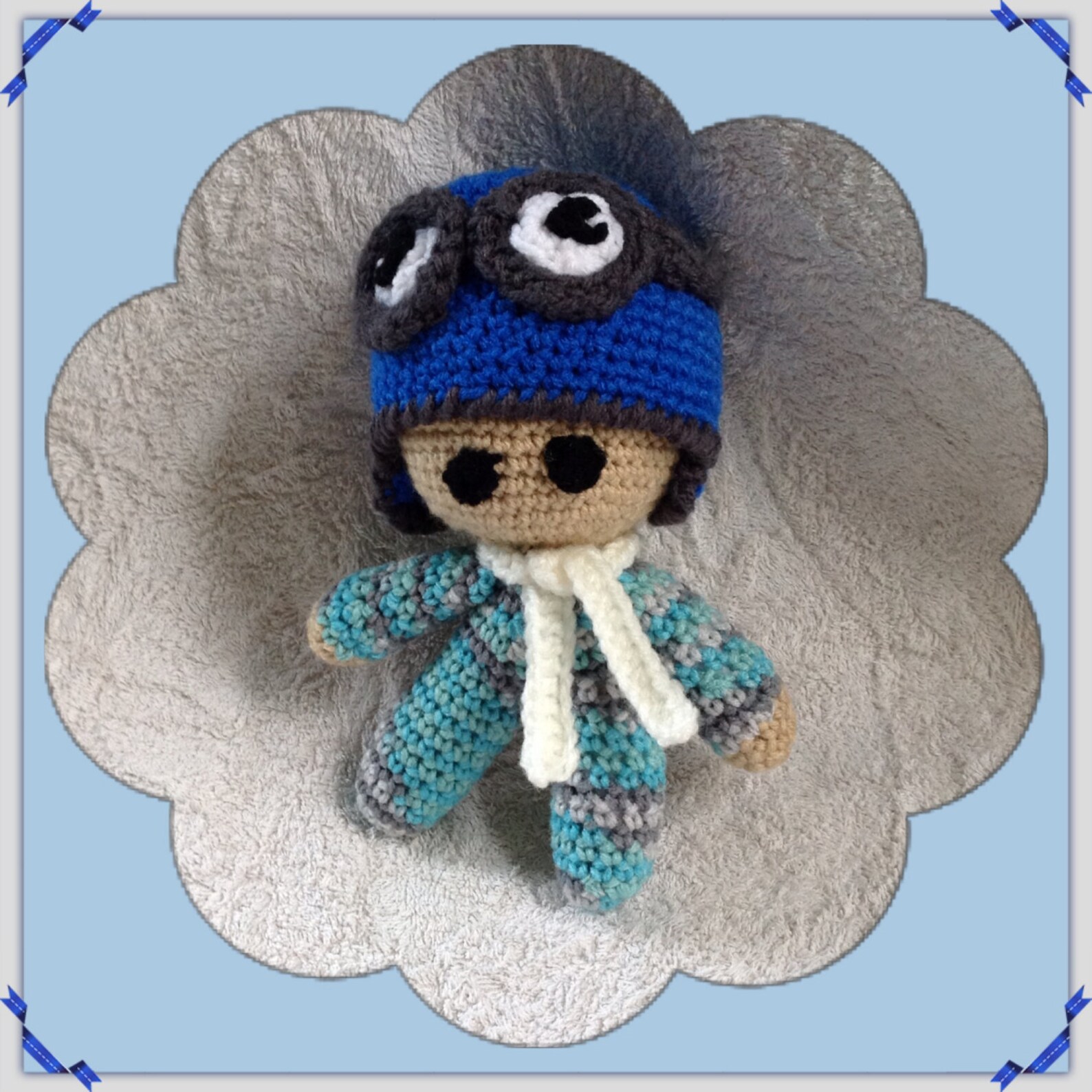 Aviator Doll Crochet Amigurumi Doll Blue Boy Doll Plushy - Etsy