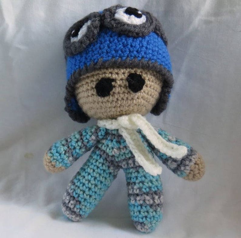 Aviator Doll Crochet Amigurumi Doll Blue Boy Doll Plushy - Etsy