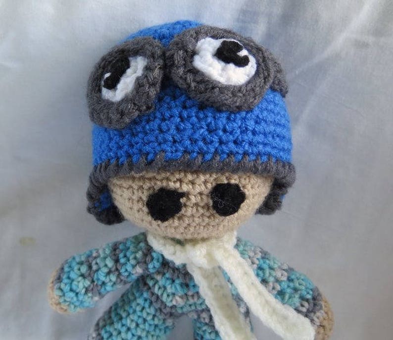 Aviator Doll Crochet Amigurumi Doll Blue Boy Doll Plushy - Etsy