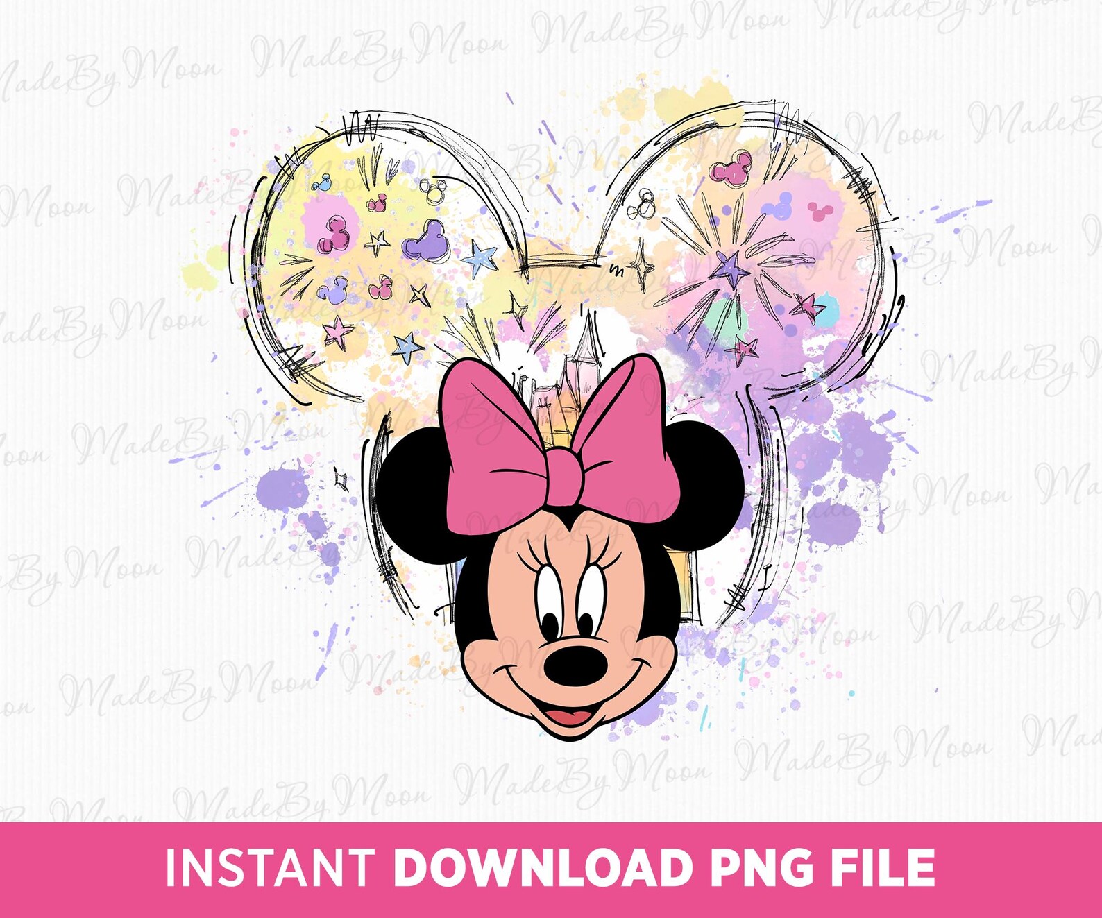 Watercolor Mouse Castle PNG, Family Vacation, Sublimation (instant ...