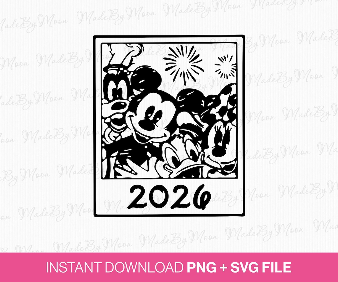 Mickey and Friends 2026 Polaroid SVG PNG, Family Trip (instant Download ...