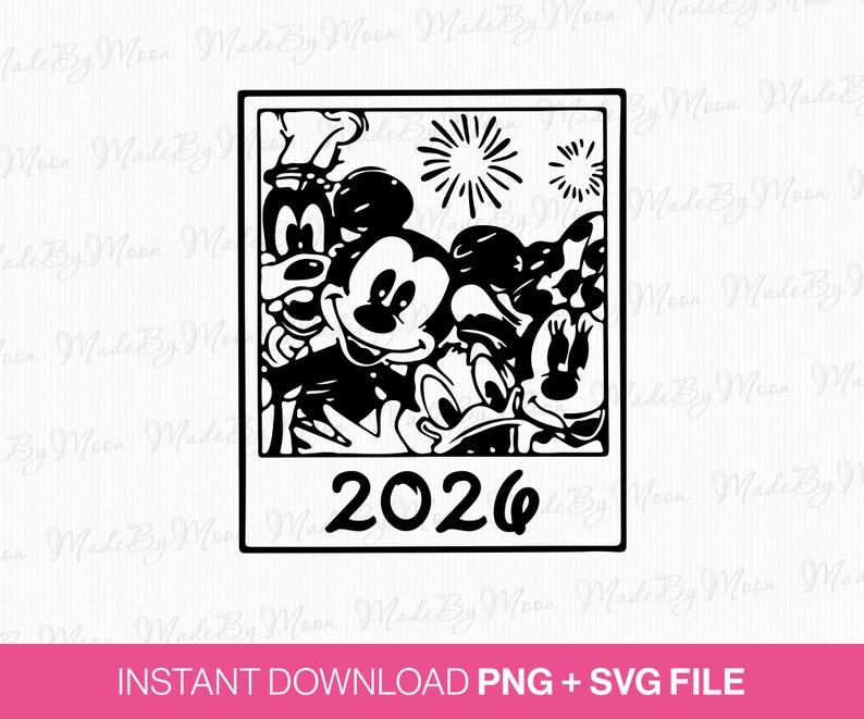 Mickey and Friends 2026 Polaroid SVG PNG, Family Trip (instant Download ...