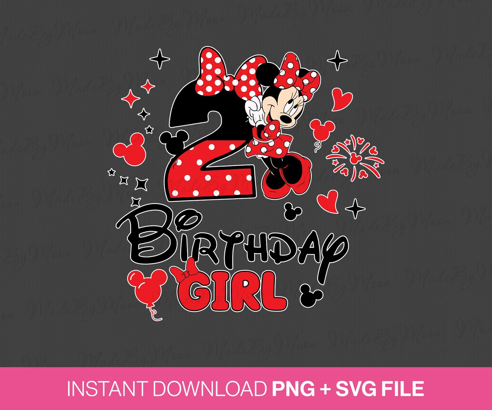 Orejas de ratón SVG para niña, segundo cumpleaños, globos (descarga ...