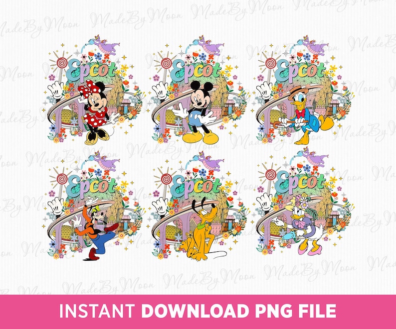 Epcot Png, Mickey and Friends Png, Family Vacation 2025 Png, Flower ...