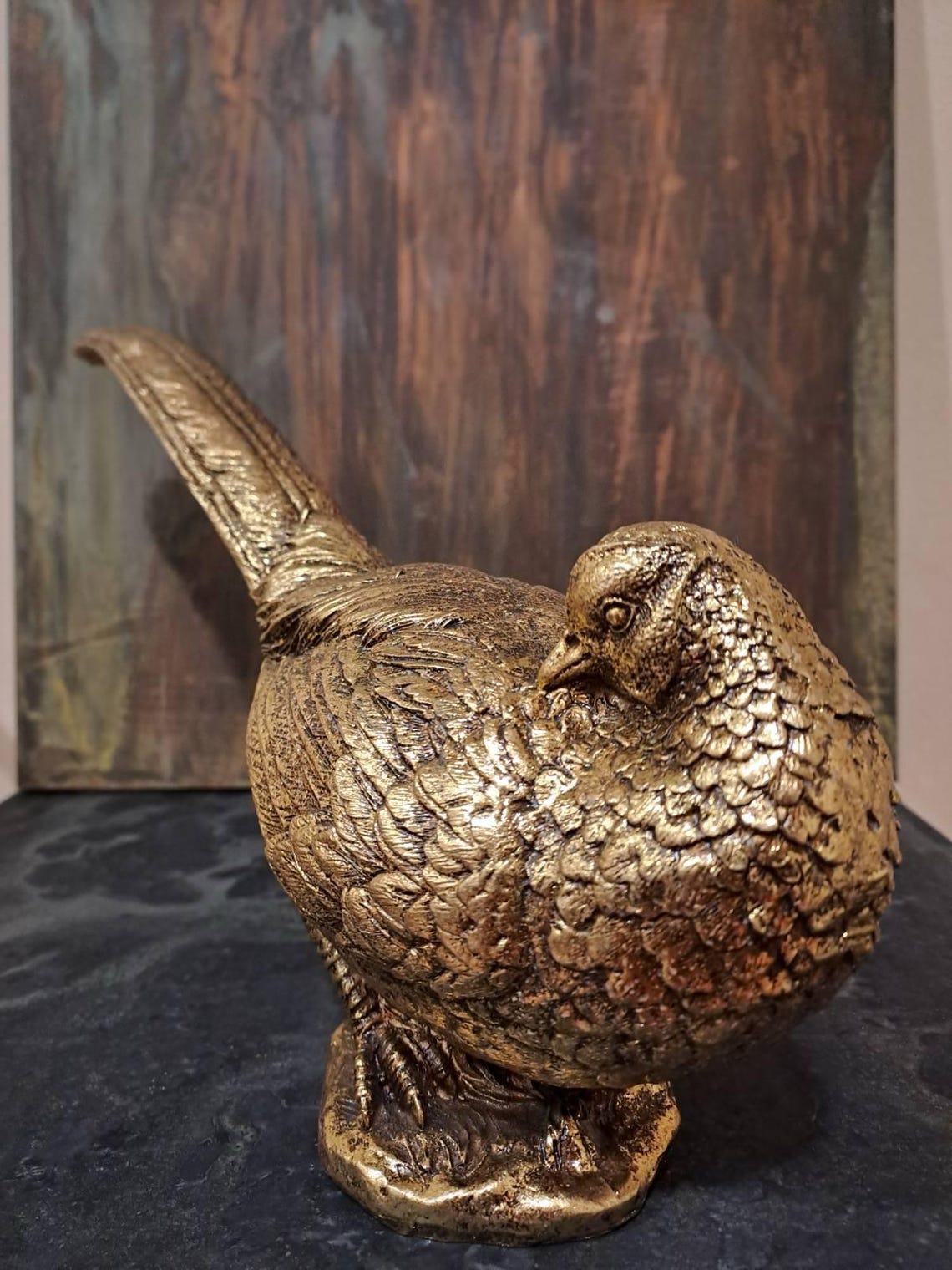 Golden Resin Pheasant Figurine - Amazing Centerpiece Decoration - Etsy