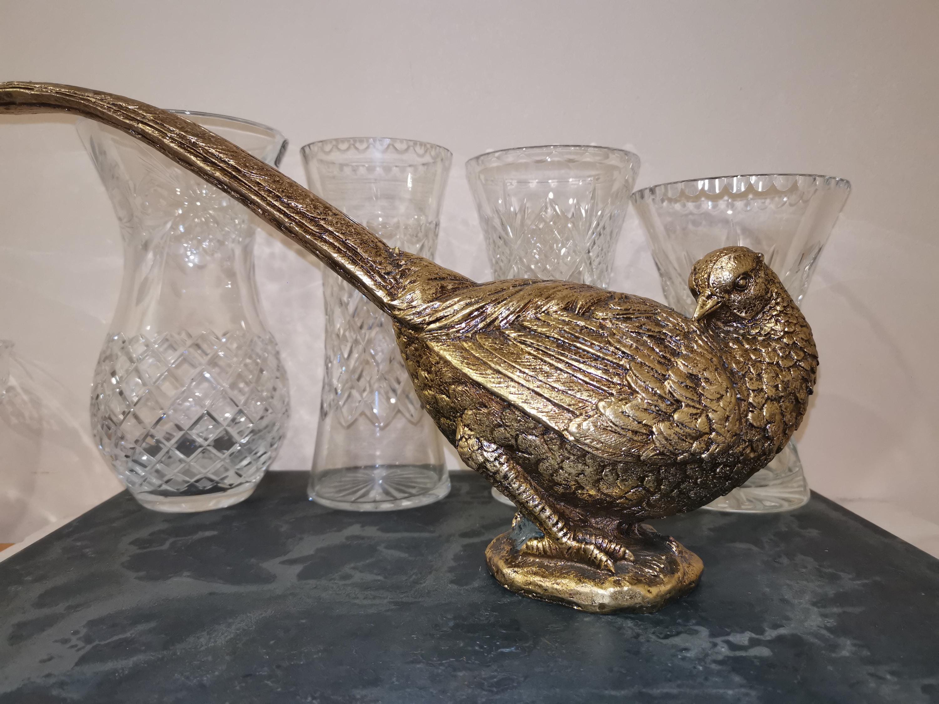 Golden Resin Pheasant Figurine - Amazing Centerpiece Decoration - Etsy