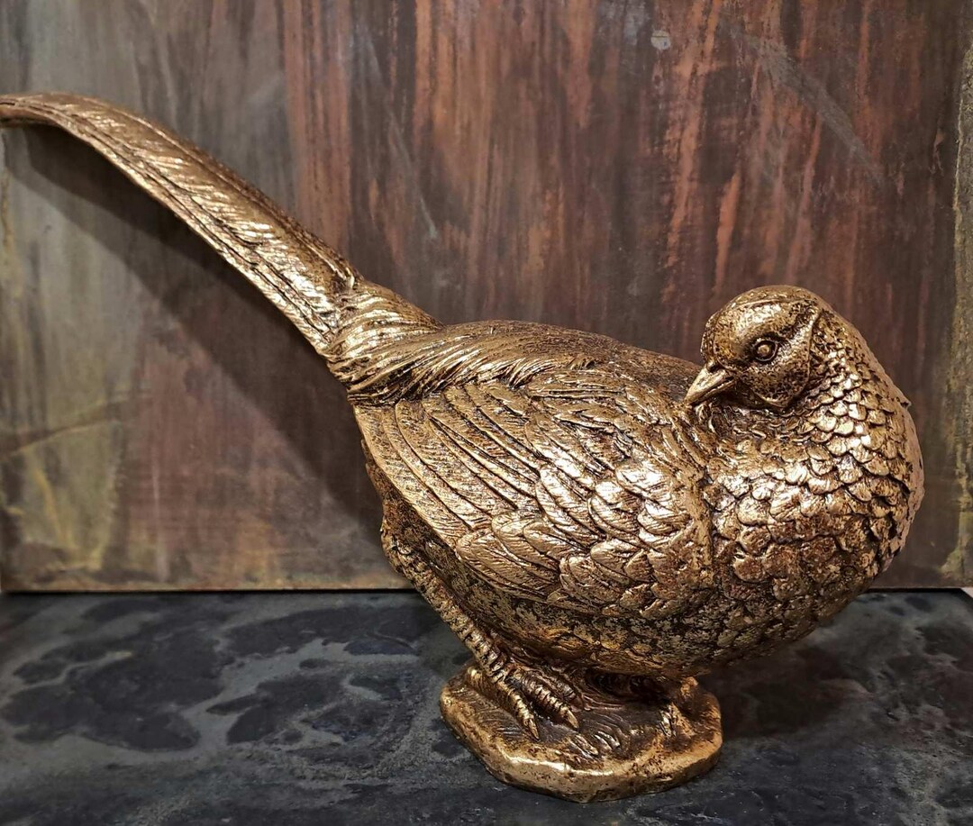 Golden Resin Pheasant Figurine - Amazing Centerpiece Decoration - Etsy