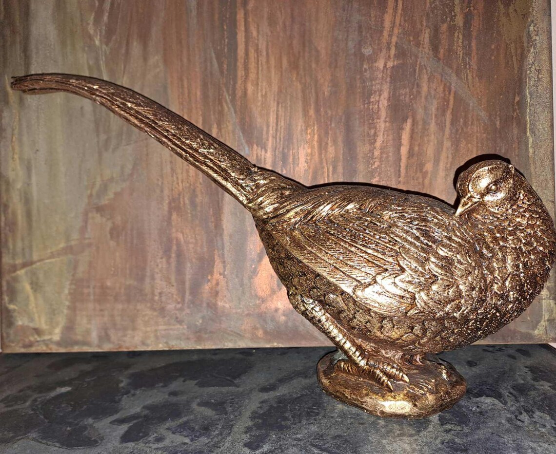 Golden Resin Pheasant Figurine - Amazing Centerpiece Decoration - Etsy