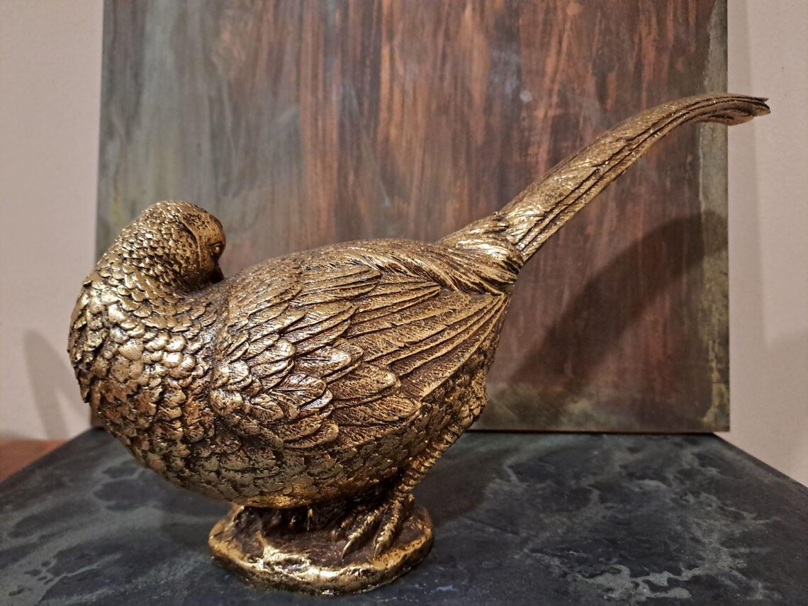 Golden Resin Pheasant Figurine - Amazing Centerpiece Decoration - Etsy