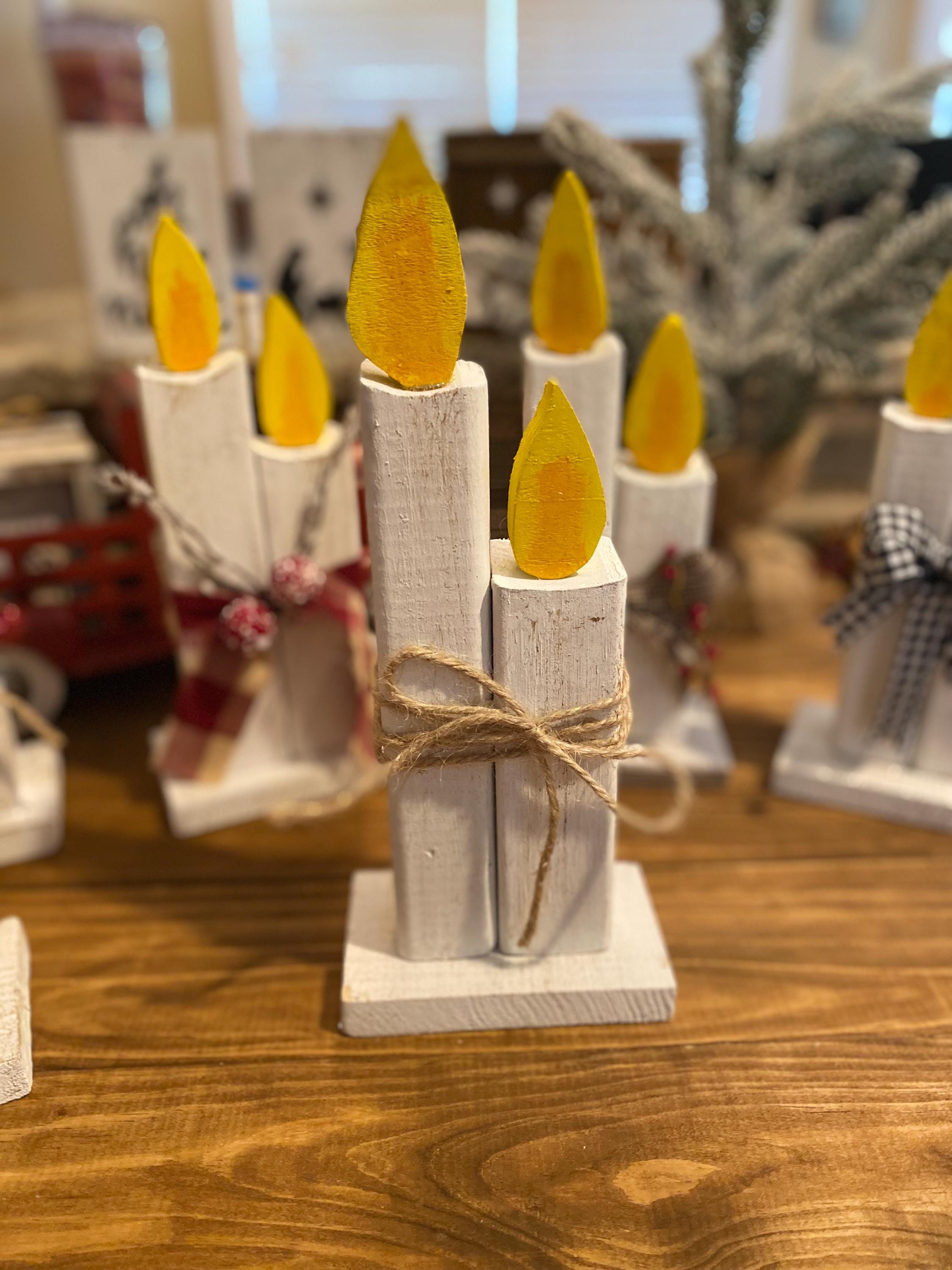 Rustic Farmhouse Christmas Wood Candle Shelf Sitters | Sold Separately ...