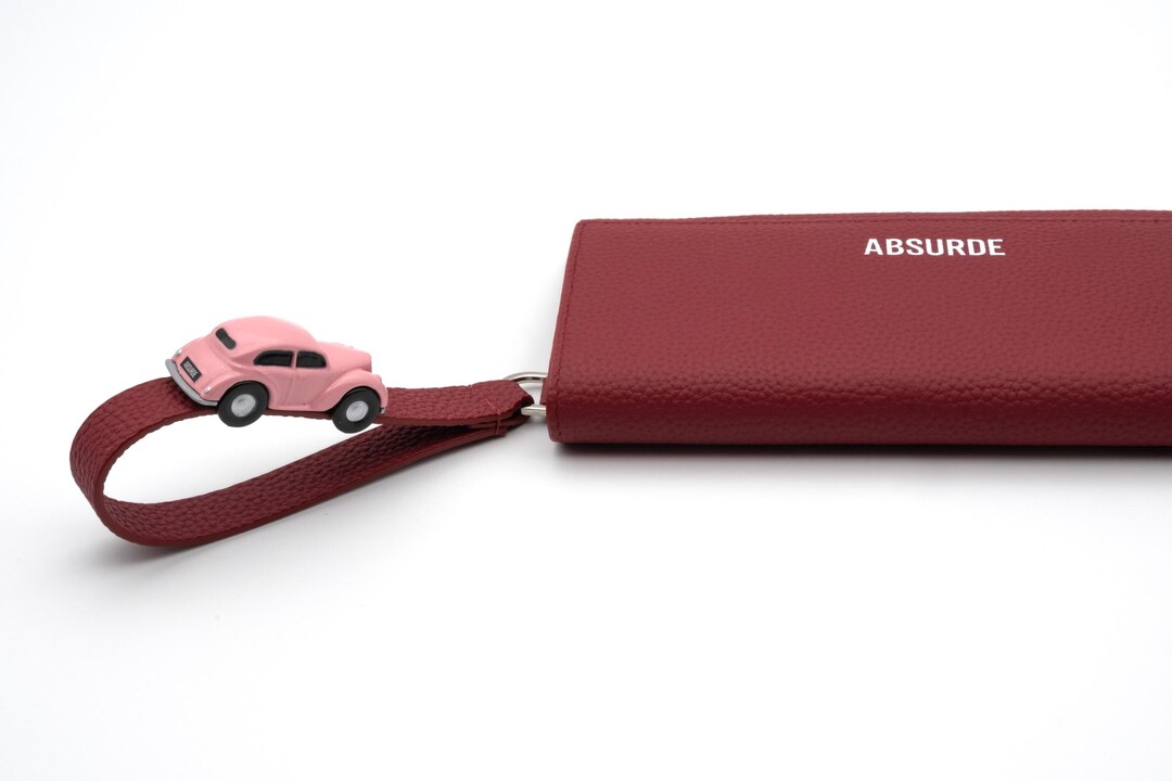 PARKING Burgundy Grain Leather Bifold Wallet With Pink Car - Etsy