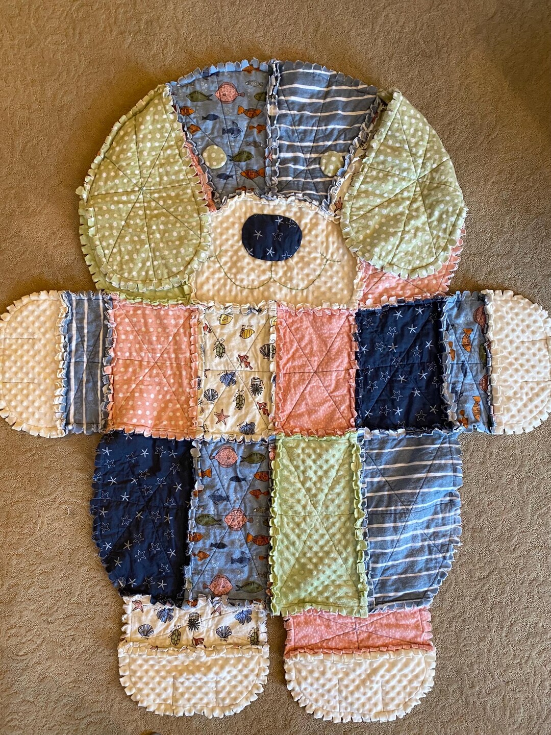 Paws & Fins Dog Rag Quilt-fishy Fabric in Calm Coastal Hues” - Etsy