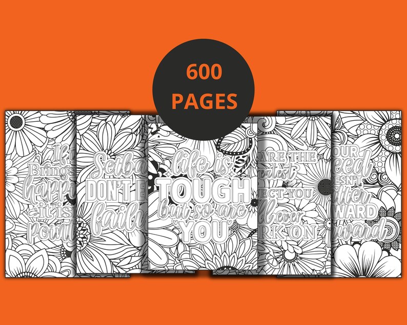 600+ Adult Motivational Quote Coloring Pages (+ KDP Interior Bundle ...