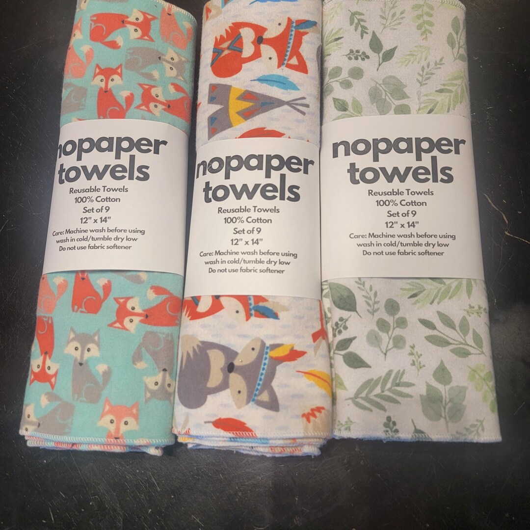 Reusable Flannel Paperless Towels: Eco-friendly Set of 9 - Etsy