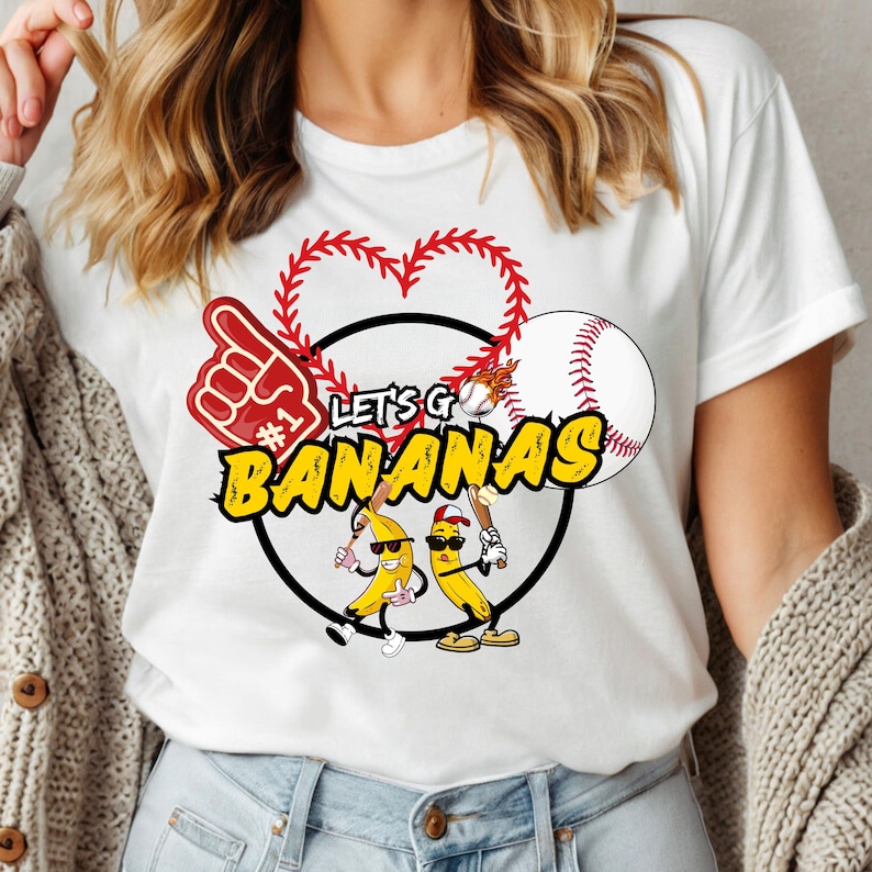Let's Go Bananas Baseball Shirt, Funny Banana Playing Baseball Shirt ...
