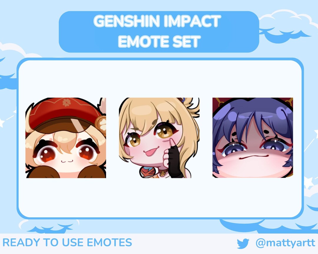 Set of 3 Genshin Impact Emotes for Twtich, Discord and Youtube Use - Etsy