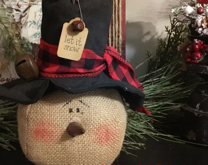 Lg. Primitive SNOWMAN Head Snowman Top Hat Snowman Let It Snow - Etsy