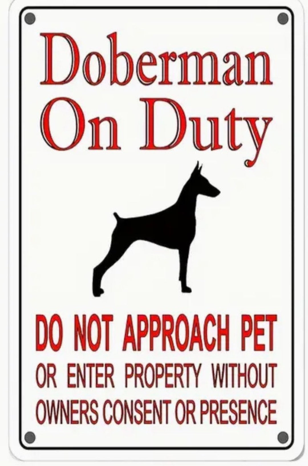 WARNING Sign No Trespassing Metal Sign Doberman Attack Dog - Etsy