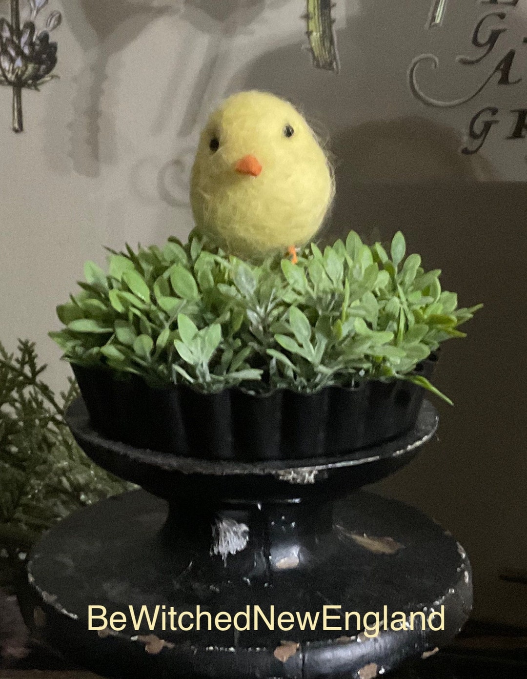 Vintage Mini Felted Peep Chicklet Hatchling Tiered Tray Peep Bowl ...
