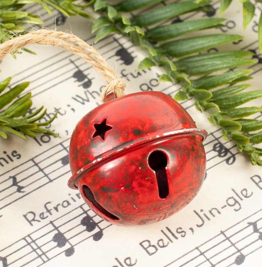 Lg. Farmhouse Christmas Rustic Red Jingle Bell Primitive Bell 1 1/4 - Etsy
