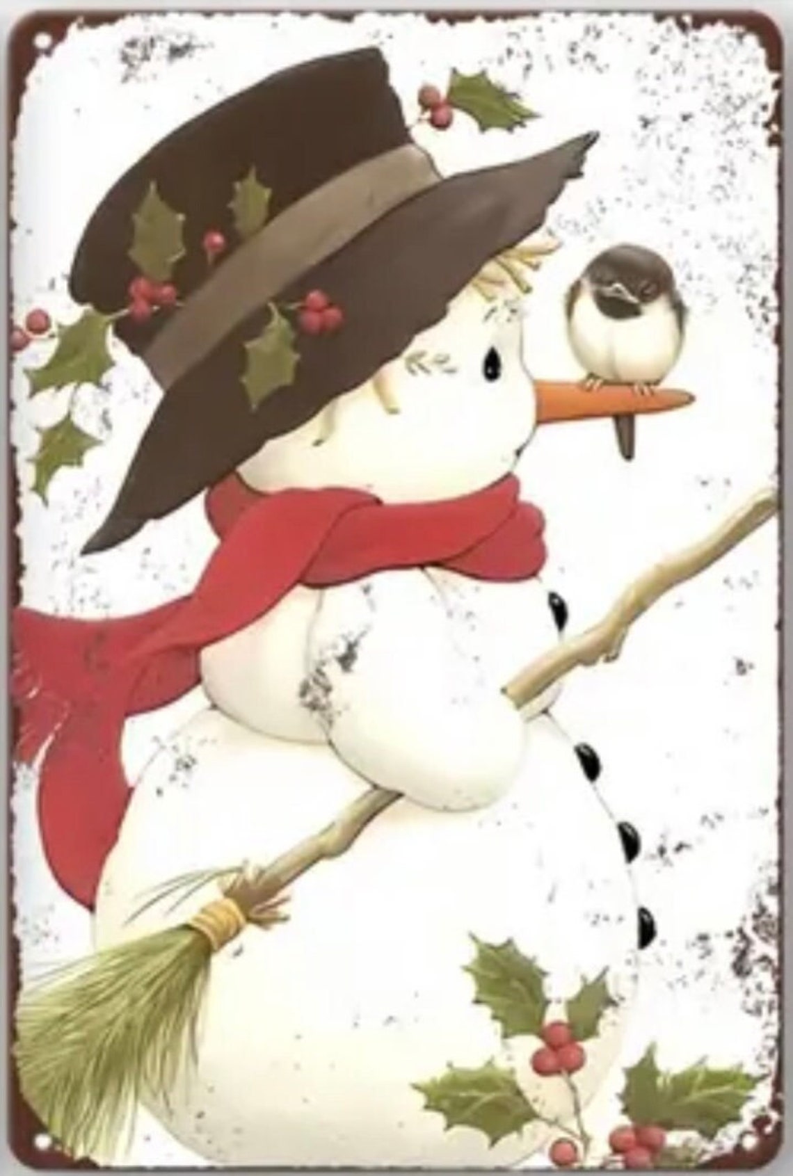 Vintage Retro Style Snowman Metal Sign Primitive Snowman Sign - Etsy