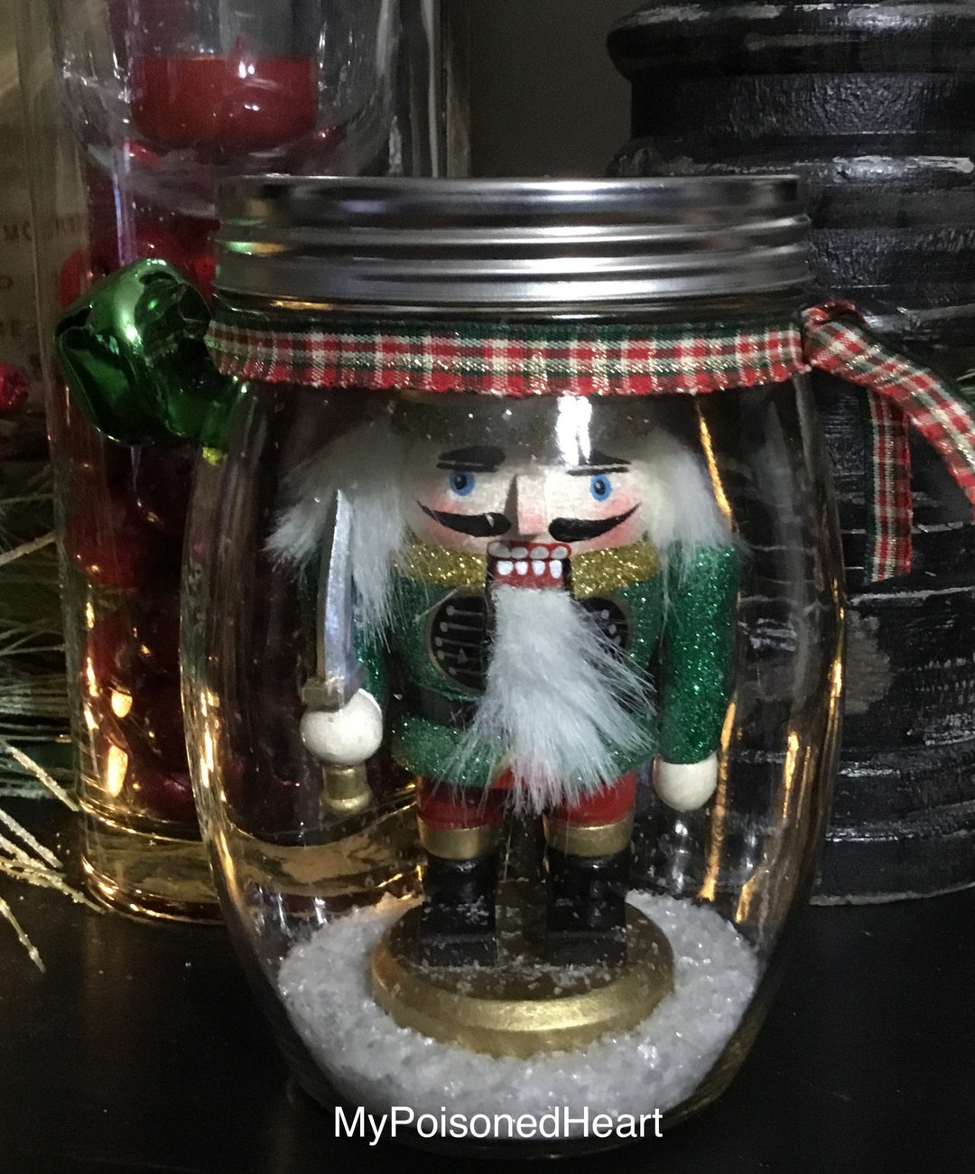 Christmas Snow Globe Nutcracker Snowglobe Apothecary Jar - Etsy