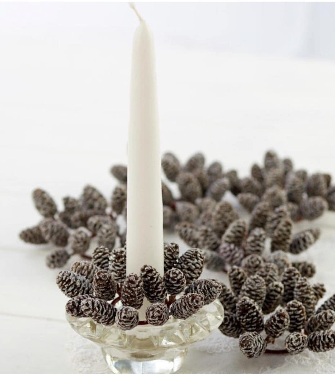 Sm. Winter Faux Pine Cone Taper Candle Ring 3 1/2 Napkin Ring - Etsy