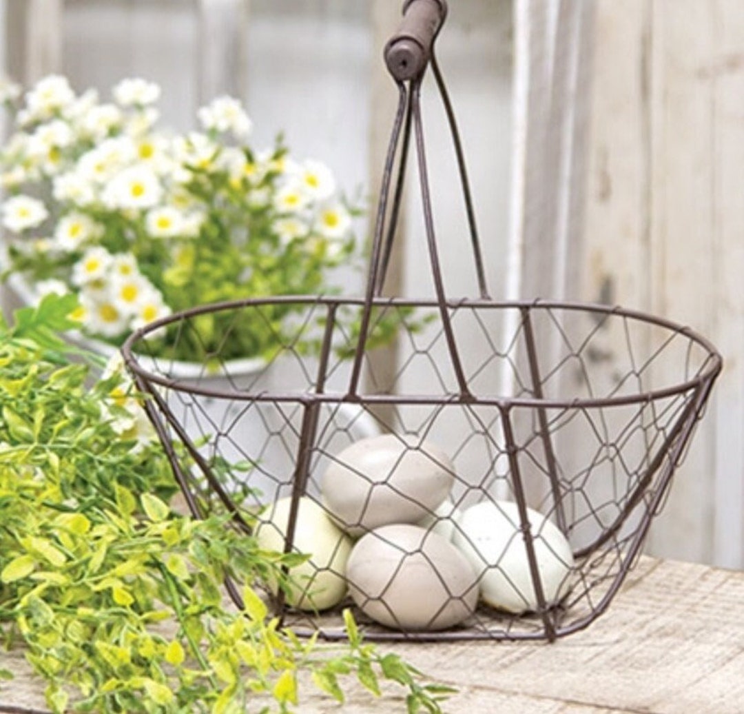 Lg. Oval Rustic Farmhouse Wire Basket Farmhouse Chicken Wire Basket - Etsy