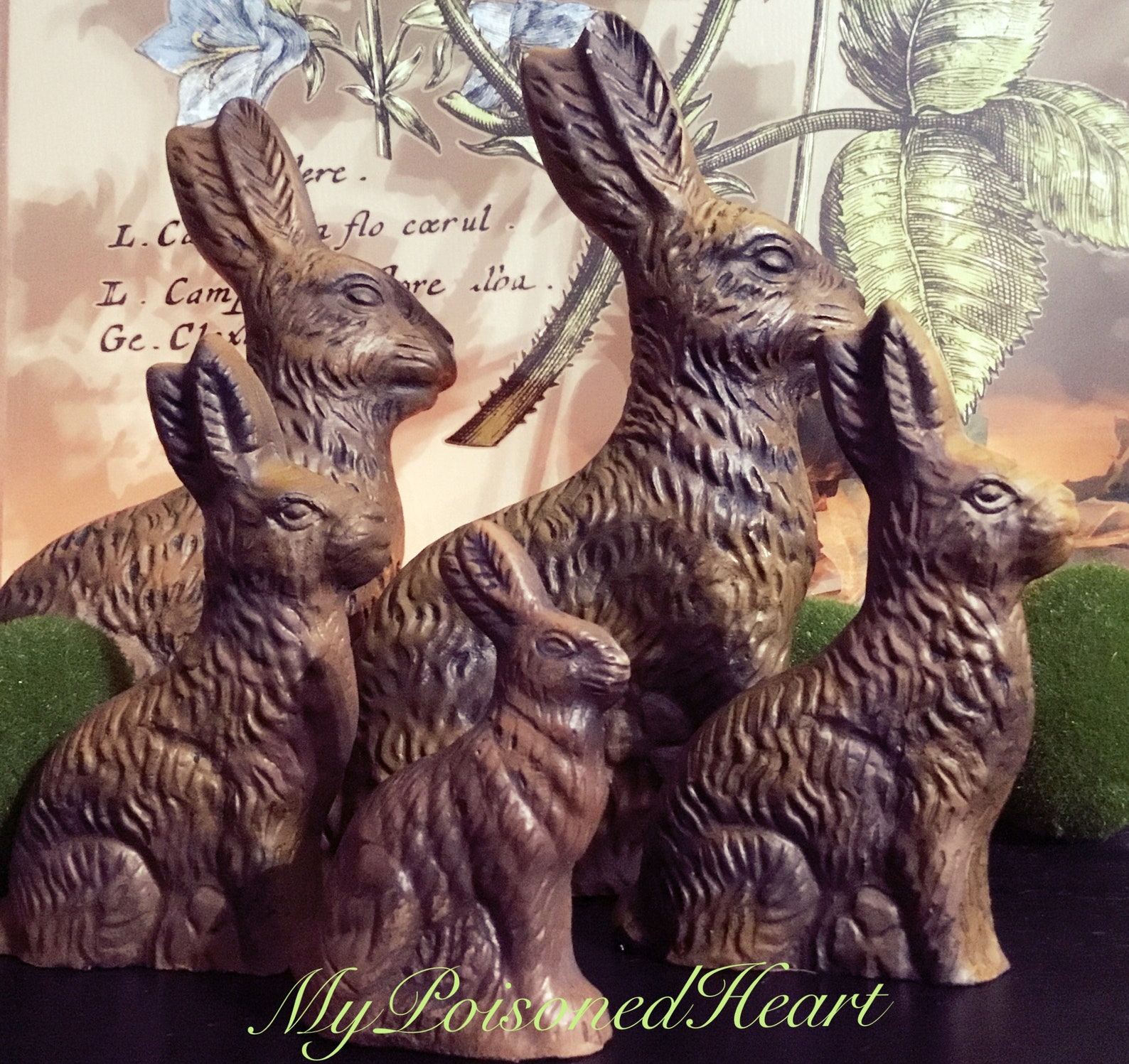 Set 3 Med. Primitive Faux Chocolate Bunny Rabbit Tiered Tray - Etsy