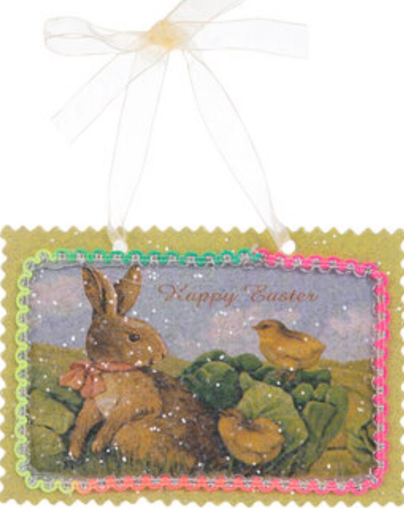 Spring Easter Postcard Glittered Retro Postcard Wall Hanger - Etsy