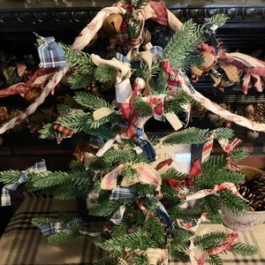 25 Primitive Farmhouse Homespun Rag Tied Christmas Tree - Etsy