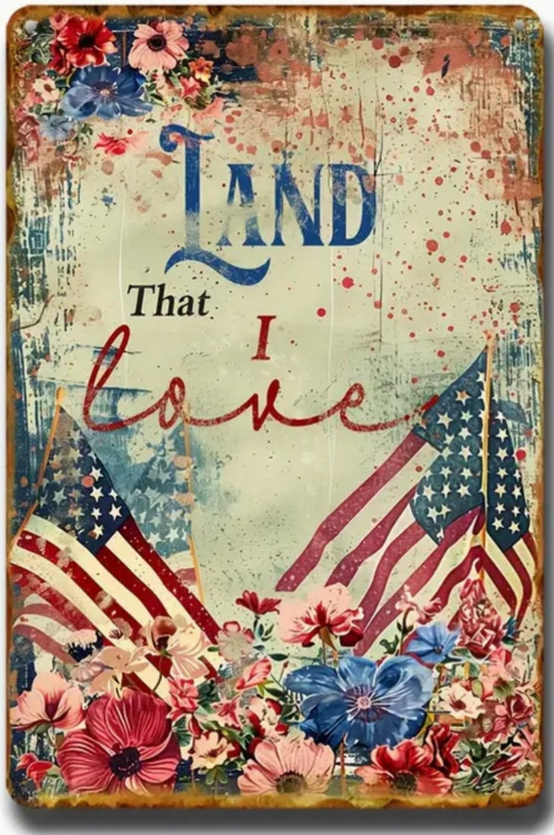 Vintage Retro Style American Flag Metal Sign July 4th Independence Day ...