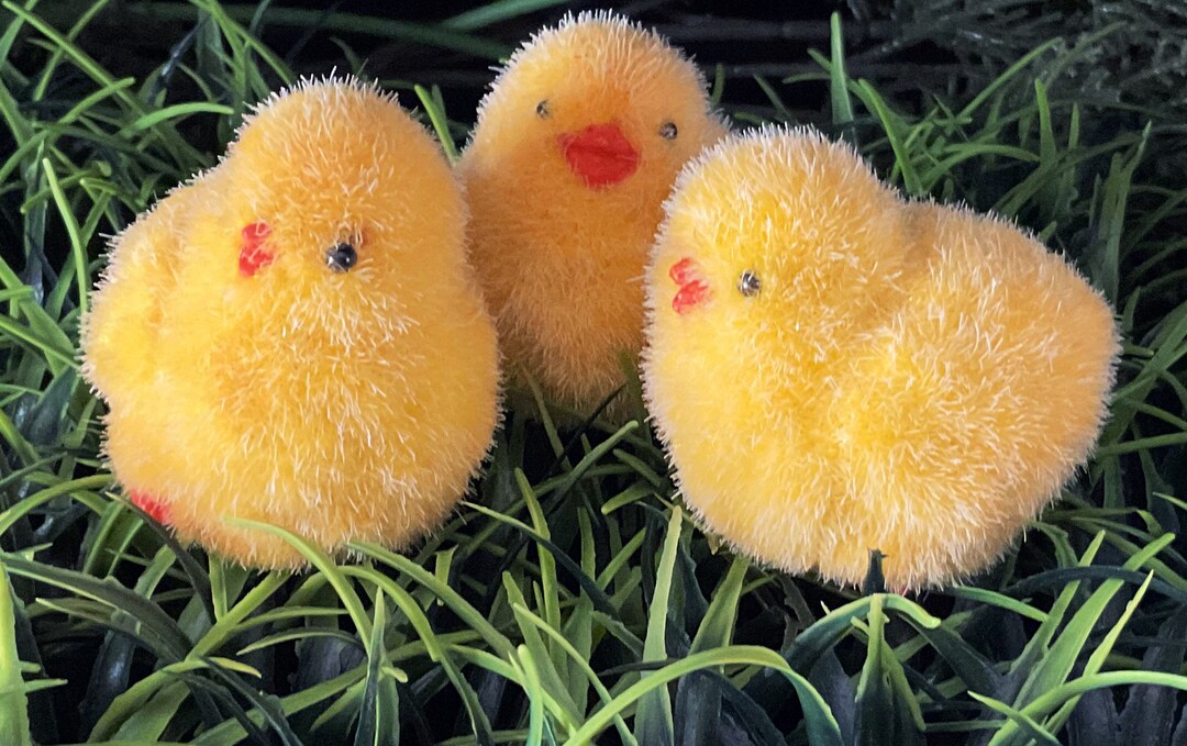ONE 3 Yellow Fuzzy Peep Chick Hatchling Tiered Tray Yellow Peep Bowl ...