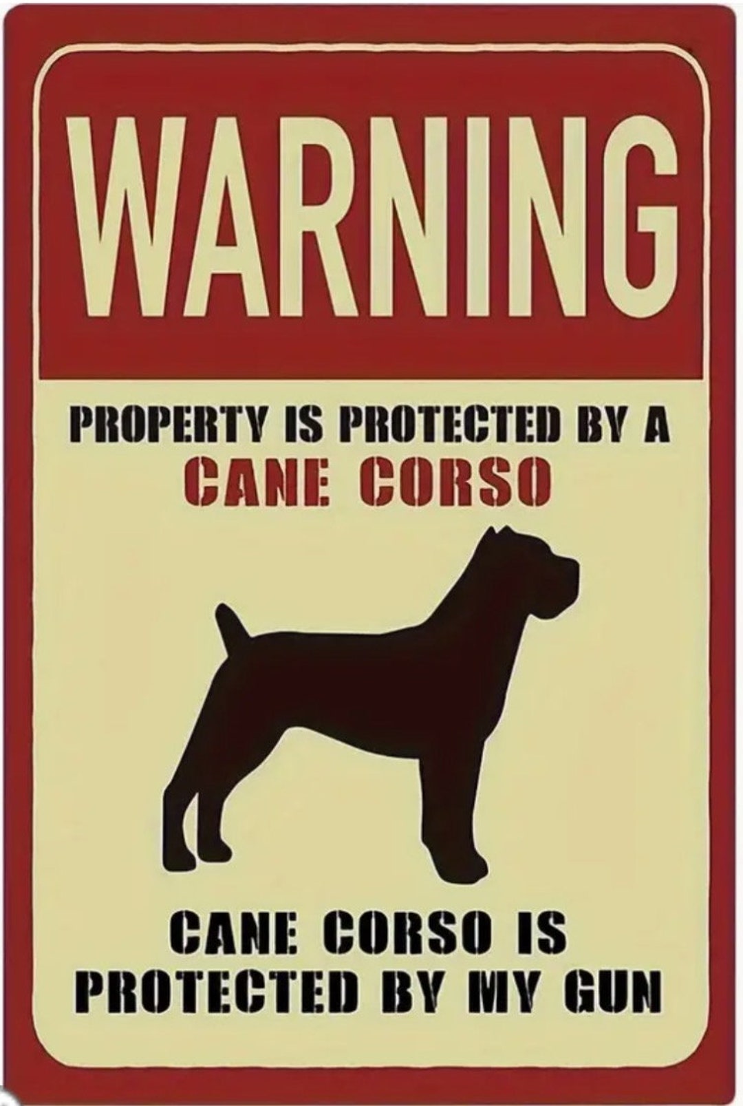 WARNING Sign No Trespassing Metal Sign Cane Corso Attack Dog - Etsy